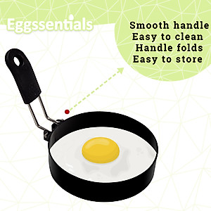 Eggssentials Egg Rings for Frying Eggs Pack of 4 Egg ring Large 3.5 - Non-Stick Pancake Mold Maker & Egg Mold for Breakfast Sandwiches.
