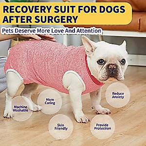 Tonqixope Dog Surgery Recovery Suit-Comfortable & Breathable Dog Recovery Suit After Surgery,Dog Surgical Recovery Suit Female Male,Prevent Licking Dog Onesies,Substitute E-Collar & Cone-Pink Small