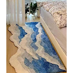 ZYLG Wave Shape Furry Bedroom Rug, Fluffy Area Rug, Bathroom Rugs, Children's Room, Bathroom Mats,Bath Mats(31.5 x 19.7 in)