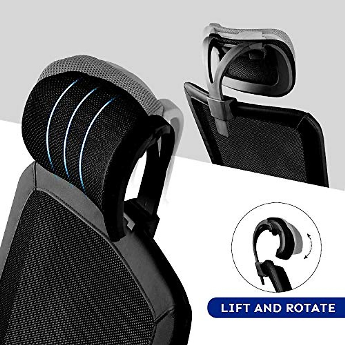 SMUG Office Ergonomic Mesh Home Headrest Computer Desk Chair, Black