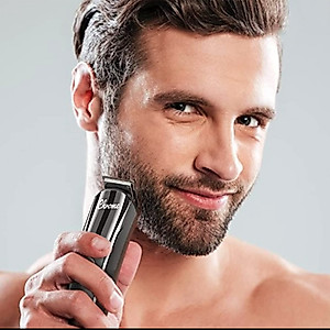 Chrome Hair Clippers & Beard Trimmer for Men, Waterproof Body All in 1 Multi-Grooming Kit, Cordless Hair Trimmer, Mustache, Nose & Ear Shaver, USB Rechargeable & LED Display