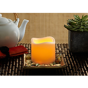 U&U Flameless Candles 3 x 4.5 Inch (Set of 2), LED Flickering Outdoor Candles Battery Operated Plastic Pillar Candles for Indoor/Outdoor Home Décor, Halloween, Wedding Decorations