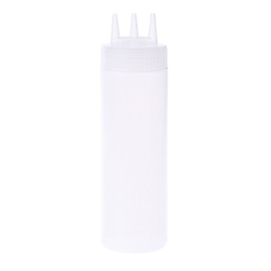 CHBC 24oz 3 Hole Squeeze Bottle Condiment Dispenser Sauce Vinegar Oil Ketchup Cruet Bin (White)