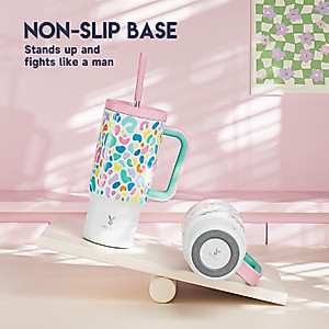 Meoky 24 oz Tumbler with Handle and Straw, 100% Leak-proof Tumbler with Lid and Straw, Insulated Stainless Steel Travel Coffee Mug, Keeps Cold for 24 Hours (Leopard)