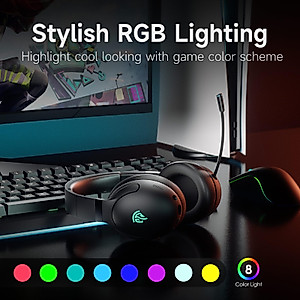 EasySMX Gaming Headphone, Wireless Gaming Headset with Microphone for PS5/PS4/Switch, 2.4GHz and Bluetooth 5.3 Gaming Headset with Microphone for Smart Phone, Laptop, Computer, Steamdeck