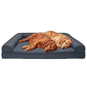 Furhaven Orthopedic Dog Bed for Large Dogs w/ Removable Bolsters & Washable Cover, For Dogs Up to 125 lbs - Quilted Sofa - Iron Gray, Jumbo Plus/XXL