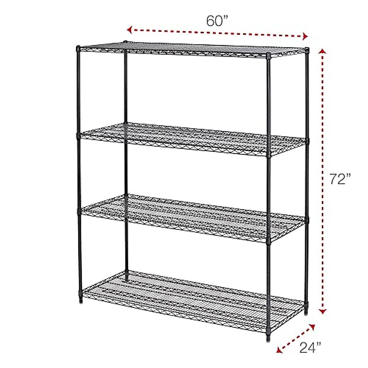 Alera All-Purpose Wire Shelving Starter Kit, Four-Shelf, 60w x 24d x 72h, Black Anthracite Plus