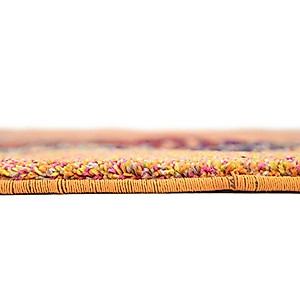 Unique Loom Estrella Collection Rustic, Distressed, Modern, Abstract Area Rug, 6 ft, Orange/Black