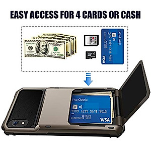 ELOVEN Case for iPhone XR Case Wallet with Card Holder Card Slot Hidden Credit Card ID Cover Shock Absorption Heavy Duty Drop Protection Rugged Bumper Protective Cover for Apple iPhone XR, Gun Metal