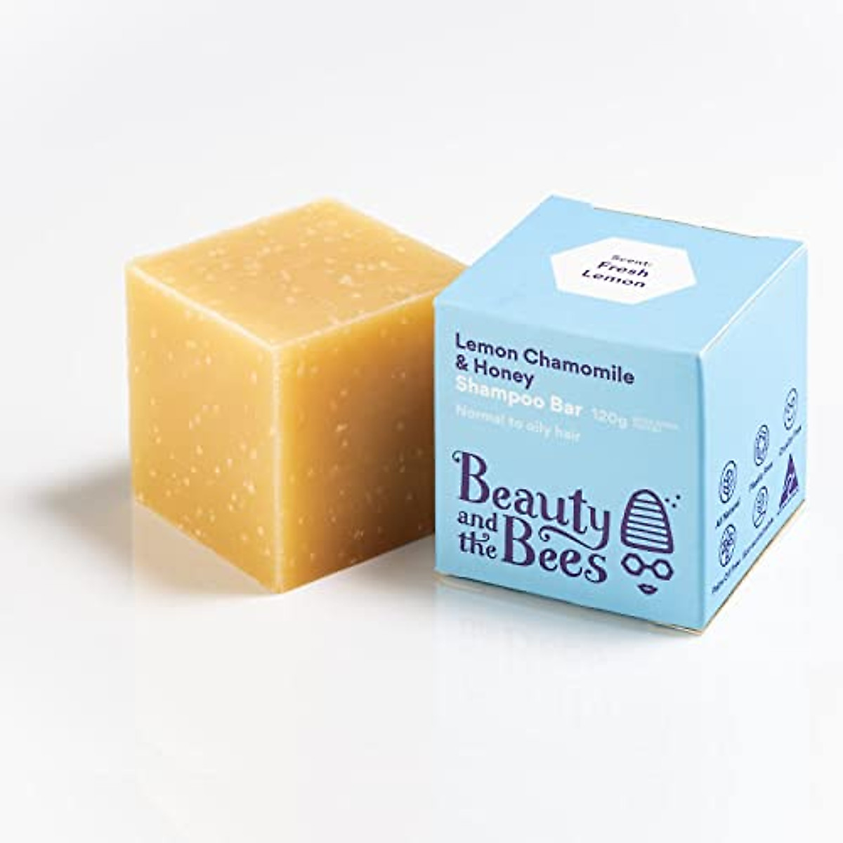 Beauty and the Bees Eco-Friendly Lemon & Chamomile solid SHAMPOO Bar for Blonde Hair Shine Enhancing Brightening Highlights