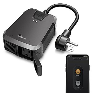 TREATLIFE Outdoor Smart Plug with 2 Individual Control Outlets, IP64 Weather Resistance, Smart Home Outlet Timer Compatible with Alexa, Google Home and SmartThings, 2.4GHz WiFi Only, No Hub Required