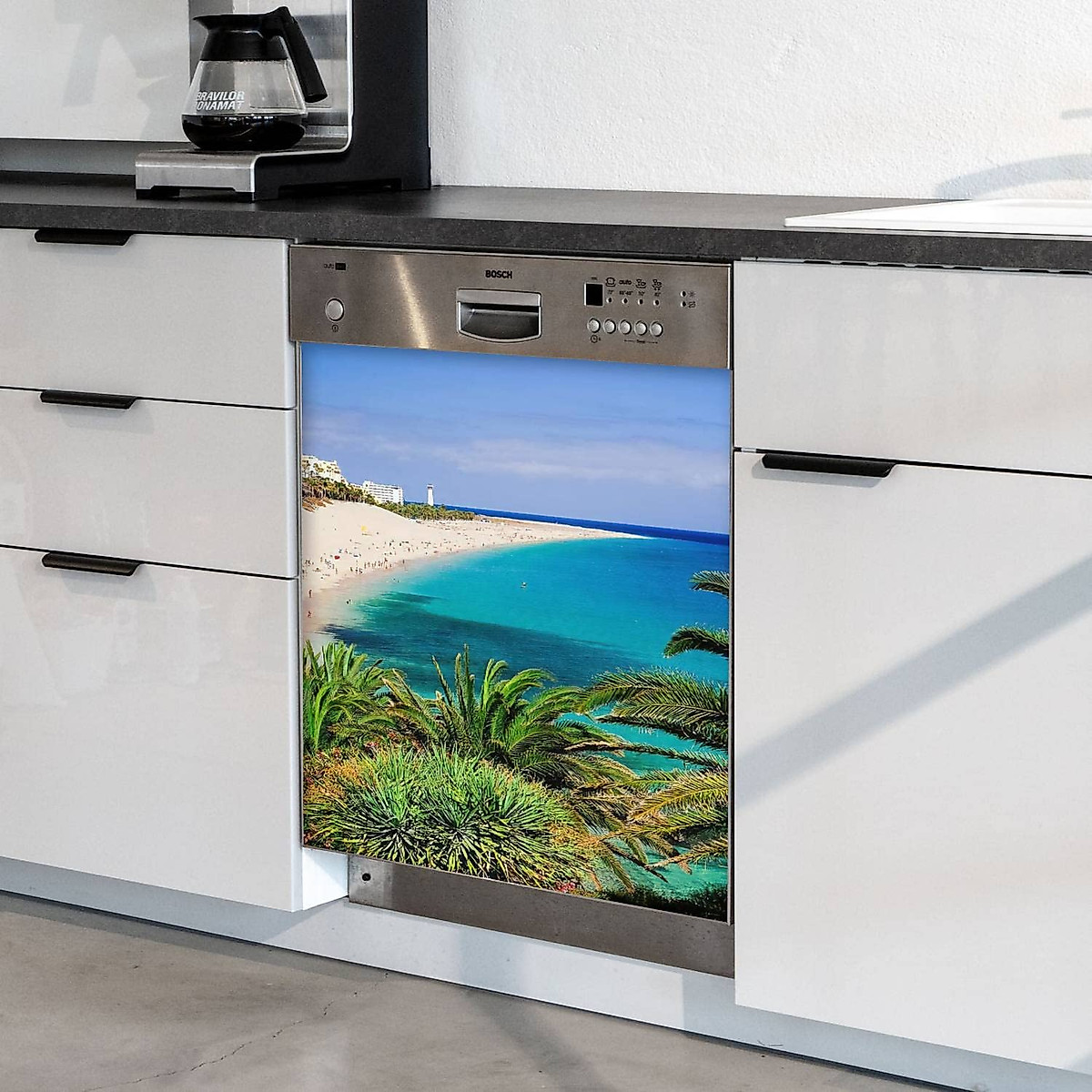 Dishwasher Magnet Cover Morro Jable Beach Fuerteventura Spain Magnetic Refrigerator Stickers Decorative Appliance Cover Fridge Panels Metal Door Garage 23"Wx26"H