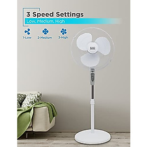 BLACK+DECKER 18-Inch, Stand Fan with Remote, White