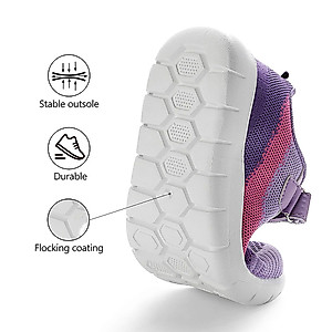 DREAM PAIRS Boys Girls Shoes Kids Tennis EZ-Ons MagicZips Athletic Running Walking Sneakers,Size 2 Little Kid,Purple/Fuchsia,Zoom-K