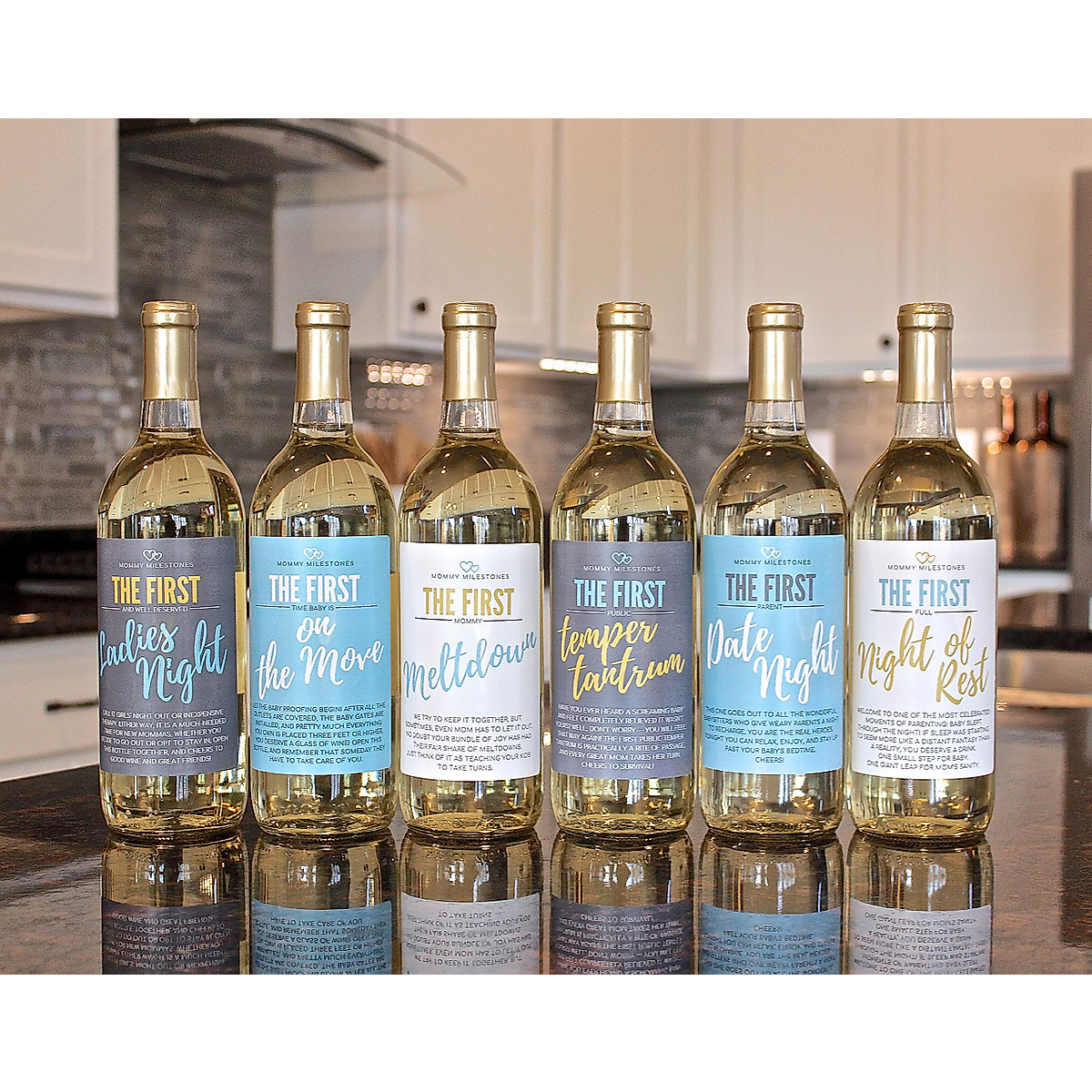 6 Mommy's First Milestone Wine Labels and Stickers, Great Baby Shower and Pregnancy Gift Ideas for Mom To Be, Funny Mom's First Moments After Having New Baby Girl or Boy – By Harper & Ivy Designs