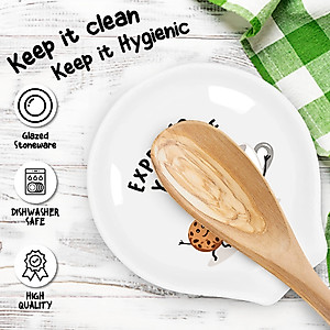 Four Inch- Coffee Spoon Rest , Coffee Spoon Holder , Kitchen Spoon Rest, Spoon Rest Ceramic , Cute Spoon Rest , Gift for Coffee Lovers, Coffee Spoon Rest for Coffee Bar, White Spoon Rest with Spoon