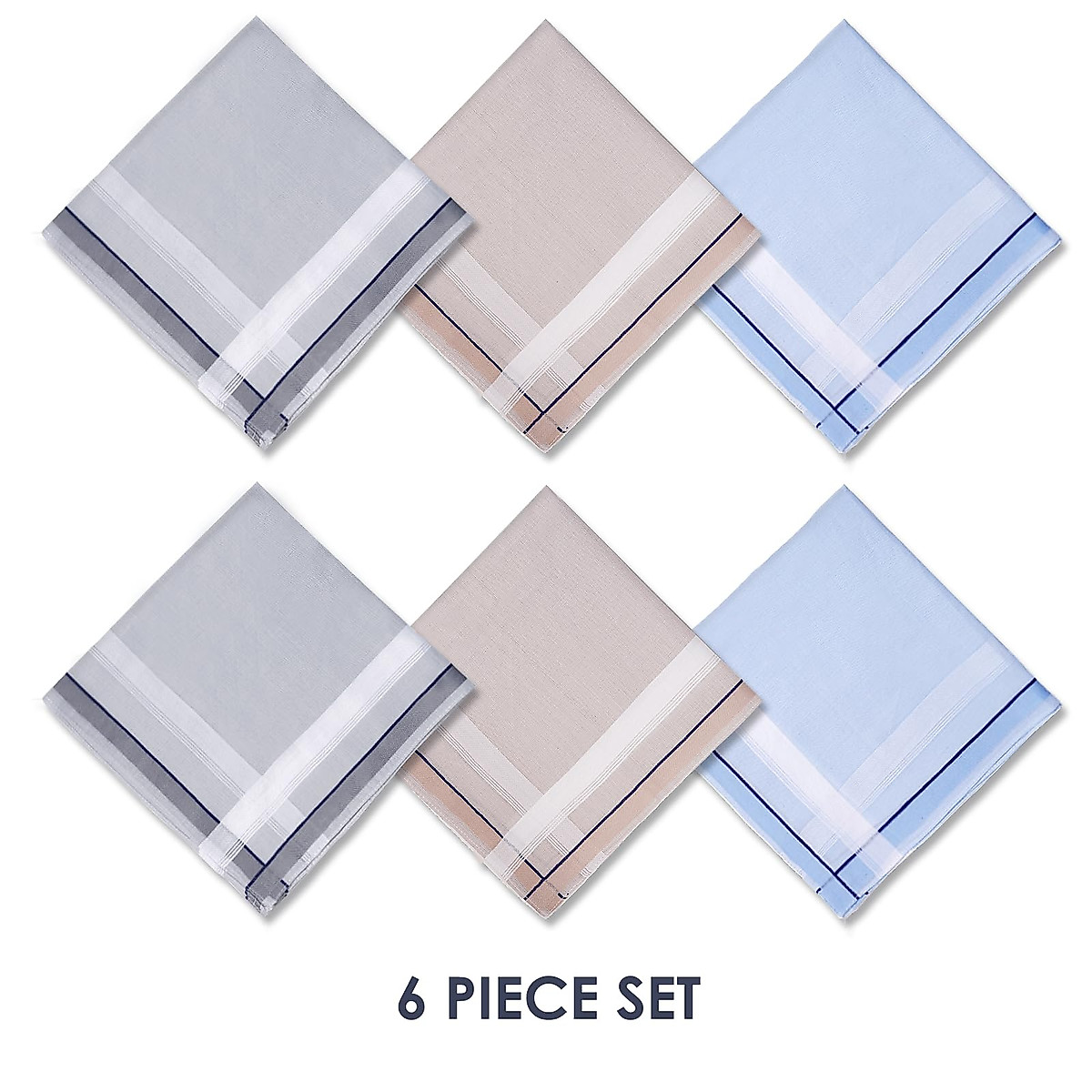 Selected Hanky 100% Cotton Men's Handkerchief 6 Piece Gift Set