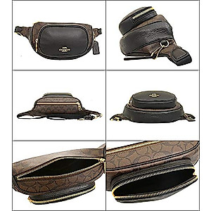 Coach Signature Leather Belt Bag (Brown/Black)
