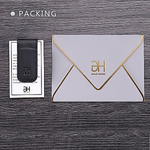 GH GOLD HORSE Slim Magnetic Money Clip Genuine Leather Business Card Holder for Men, Black