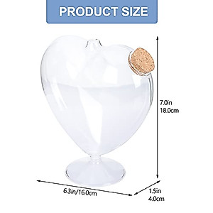 Tofficu Glass Jar Bottle with Cork Heart Shaped Wishing Bottle Plants Showing Bottle Desktop Hydroponic Plant Vase for Home Wedding Party Decoration