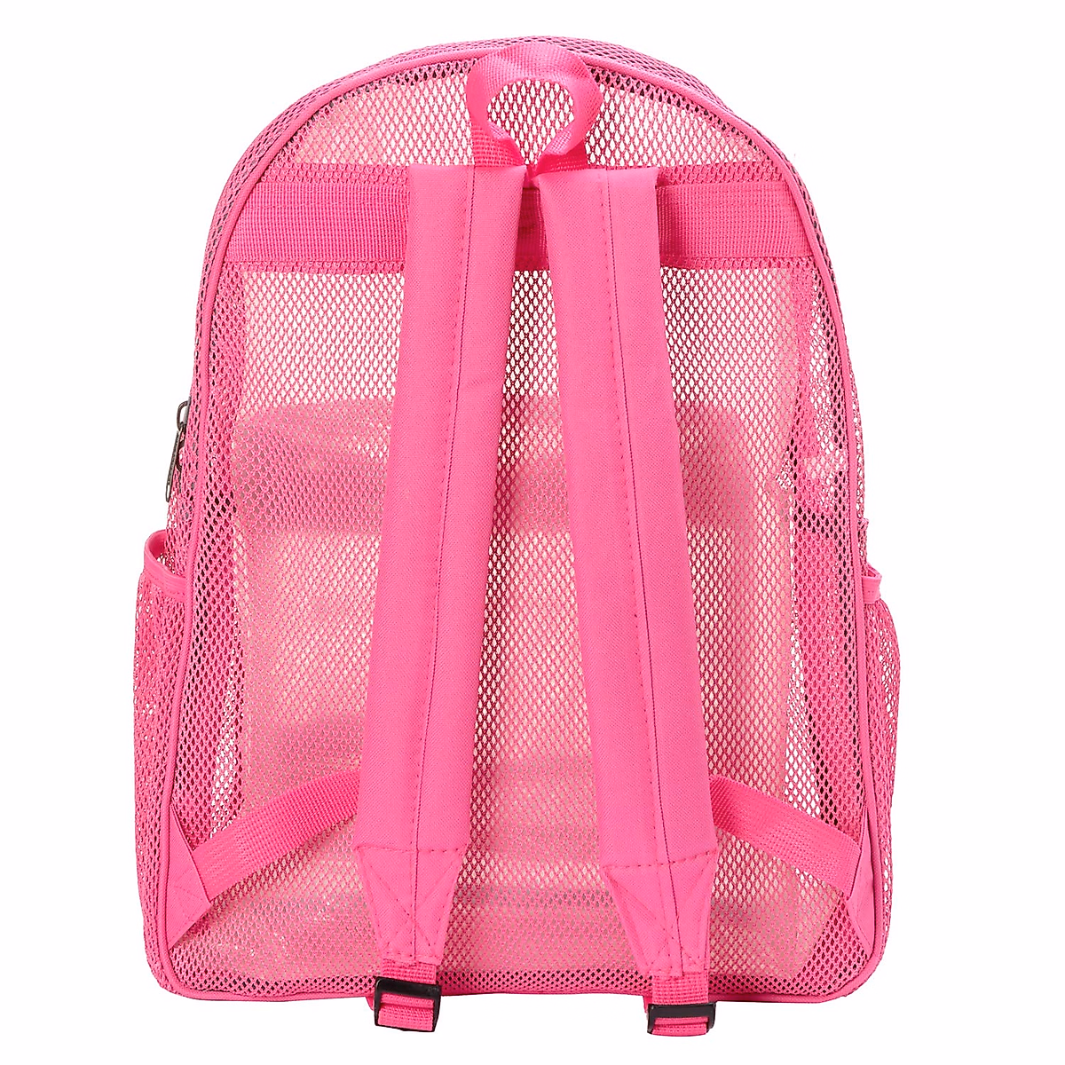 Heavy Duty Classic Gym Student Mesh See Through Netting Backpack | Padded Straps | Hot Pink