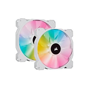 CORSAIR iCUE SP140 RGB Elite Performance 140mm White PWM Dual Fan Kit with Lighting Node CORE