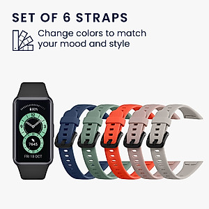 kwmobile Strap Set compatible with Huawei Band 6 & 6 Pro/Honor Band 7 & 6 Straps - 6x TPU Silicone Replacement Wristband - Multicolor