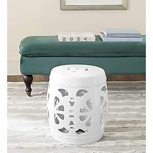 Safavieh Stencil Blossom Ceramic Decorative Garden Stool, Orange