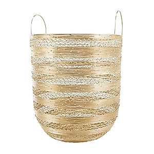 Deco 79 Metal Decorative and Functional Storage Basket Open Frame Wire Basket Organizer with Zig Zag Patterns, Set of 2 Basket for Storage 17", 15"H, Gold