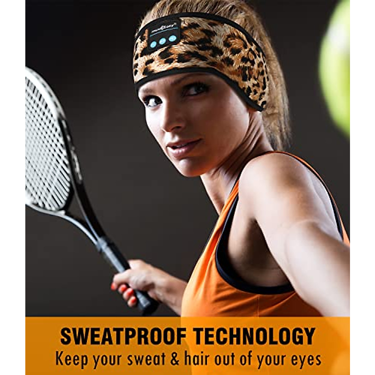 MUSICOZY Sleep Headphones Bluetooth Sports Headband, Wireless Music Sleeping Headphones Sleep Eye Mask Earbuds for Side Sleepers Workout Running Insomnia Travel Yoga Office, Pack of 2