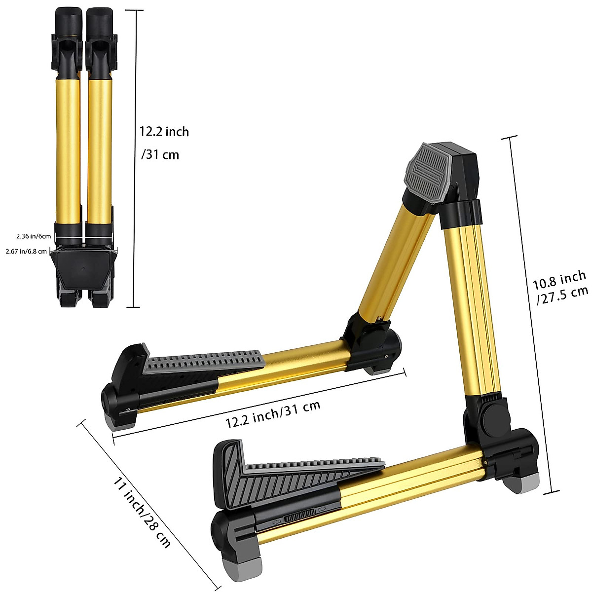 EASTROCK Folding Guitar Stand,Portable Tripod A Frame Aluminium Music Stand for Acoustic Electric Guitars, Bass, Violin, Ukulele, Banjo ( Black)