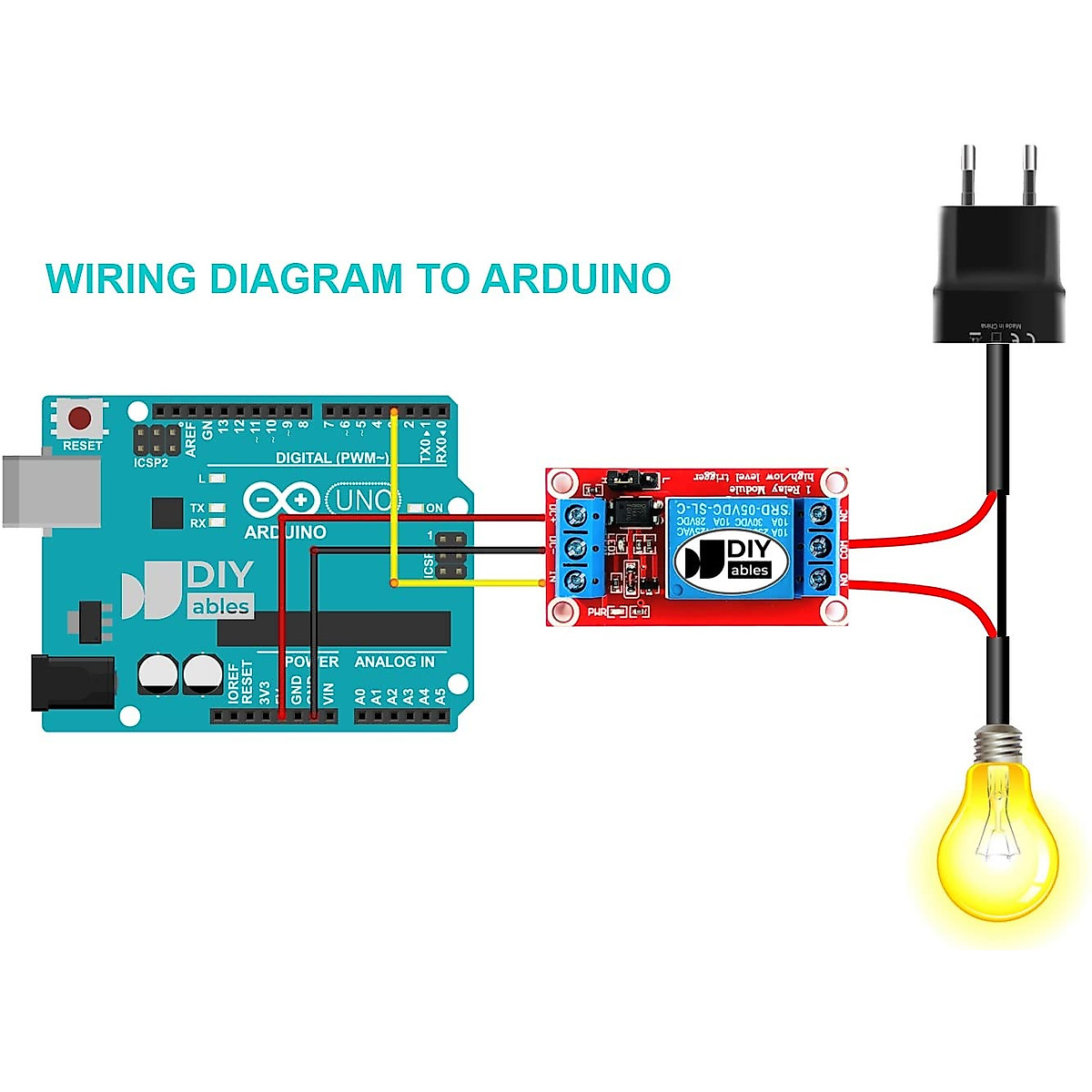 DIYables 3pcs Relay Module for Arduino, ESP32, ESP8266, Raspberry Pi, 1 Channel, 5V, High/Low Level Trigger