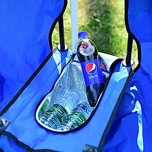 ARLIME Double Folding Beach Chairs, Outdoor Picnic Portable Loveseat Chairs with Removable Umbrella & Mini Table Carrying Bag, Camping Chair for Patio, Pool, Park (Blue)