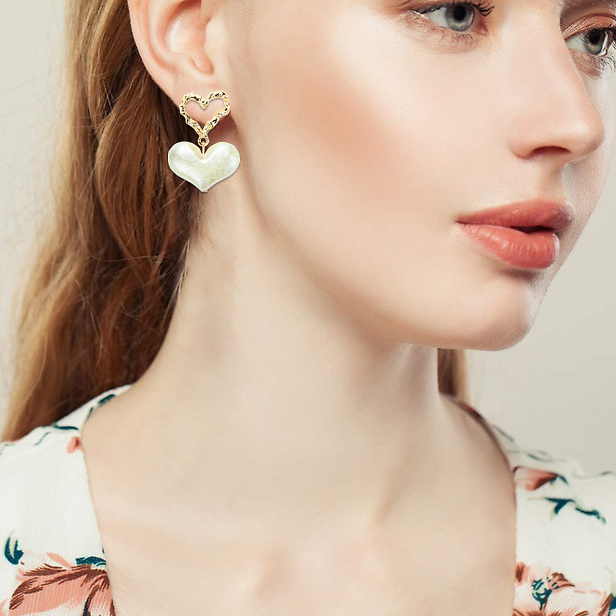 ADLSTIGH Heart Drop Earrings for Women, White Big Love Earring Jewelry Gift for Her, Mom and Friends + Gift Box For Free