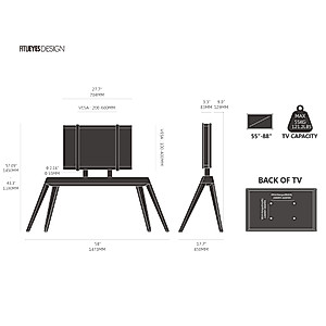 FITUEYES Design Modern TV Stand for 65 70 75 88 inch TV, Floor TV Stand with Cable Management, Easel TV Stand for LCD/LED Flat Curved Screens Wood Iron TV Furniture, Picasso Series