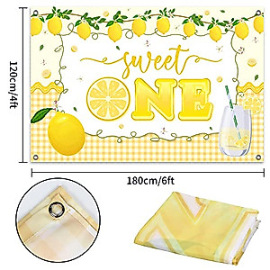 HAMIGAR 6x4ft Sweet One Banner Backdrop - Lemon 1st First Birthday Decorations Party Supplies