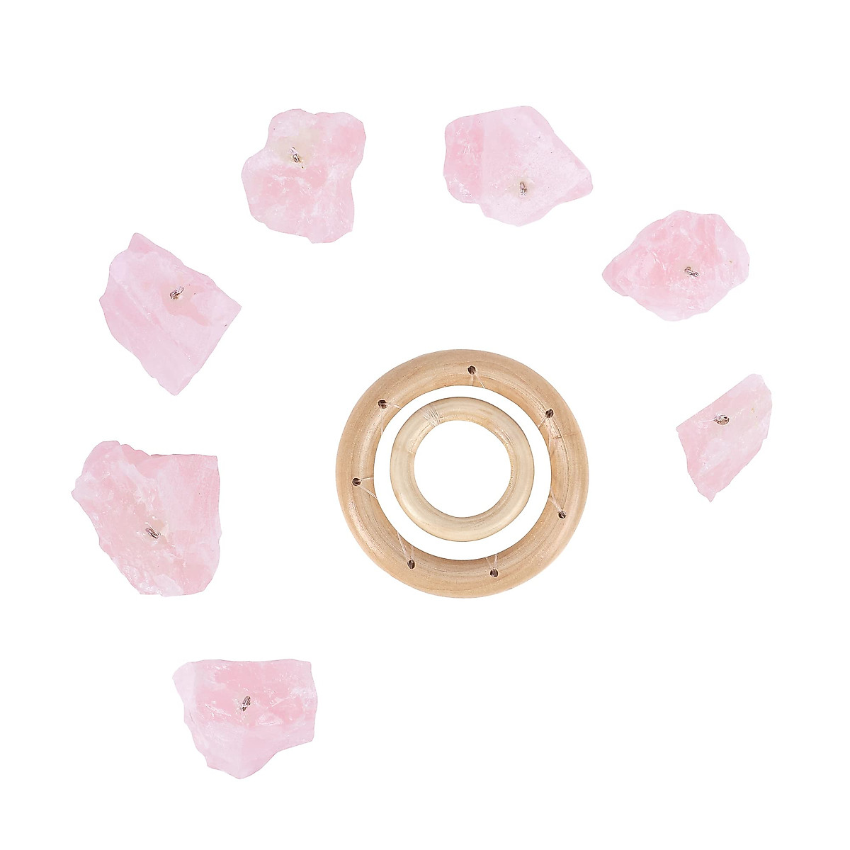 Cozy Tower Unique Rose Quartz Wind Chimes for Women Pink Crystal Hanging Ornaments Indoor Home and Garden Decor Housewarming Gift