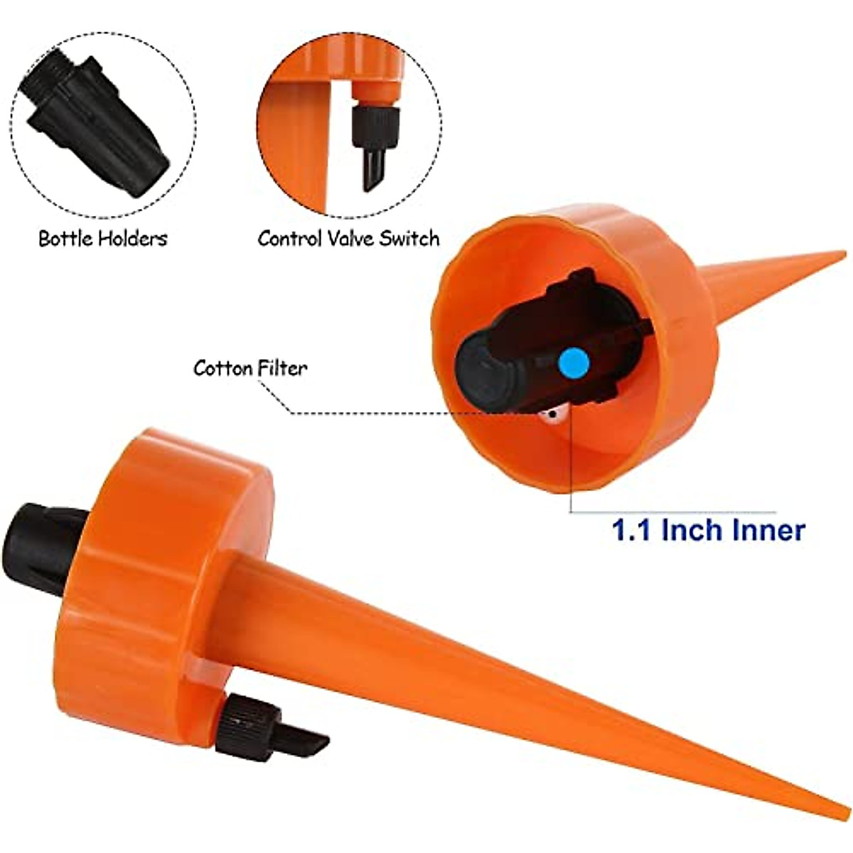 24 Pcs Plant Self Watering Spikes, Garden Plant Self Watering Devices, Automatic Drip Irrigation Spikes with Slow Release Control Valve Switch for Outdoor Indoor Vacation Holiday Plant Watering