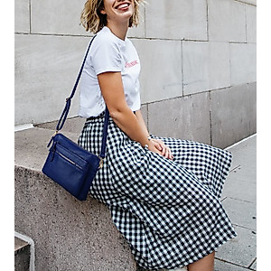 YALUXE Small Crossbody Bags for Women Real Leather Purse Crossover Sling Handbag Over the Shoulder Bag with 4 Zip Pockets