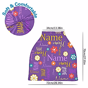 Colorful Flowers Purple Personalized Baby Car Seat Covers with Name, Custom Nursing Cover Breastfeeding Scarf Soft Breathable Stretchy Coverage, Infant Stroller Cover for Boys Girls