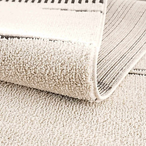 Hauteloom Munich Modern Farmhouse Hallway Entryway Runner Rug - Casual Boho Long Runner Rug - Bohemian Neutral Minimalist - Bone, Cream, Beige, Black - 2'7" x 7'3"