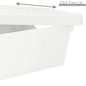Simplify Medium Vinto Storage Box | Click Tight Lid | Stackable | Home Organization | Bathroom | Accessories | Toys | Closet | 2 Handles | White