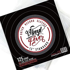 Vinyl Fever Record Sleeves [125 Pack] - Outer Album Covers with Premium Clarity - Durable 3 Mil Thick Polypropylene Sleeves for 12 Inch LPs and Archival Album Storage