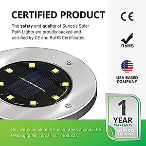 Sunco Solar Lights Outdoor Garden LED, Waterproof Landscape Pathway Light Fixture, Dusk to Dawn, Yard Patio Ground Lights, Deck, Cross Spike Stake, 12 Count (Pack of 1), 7000K Diamond White