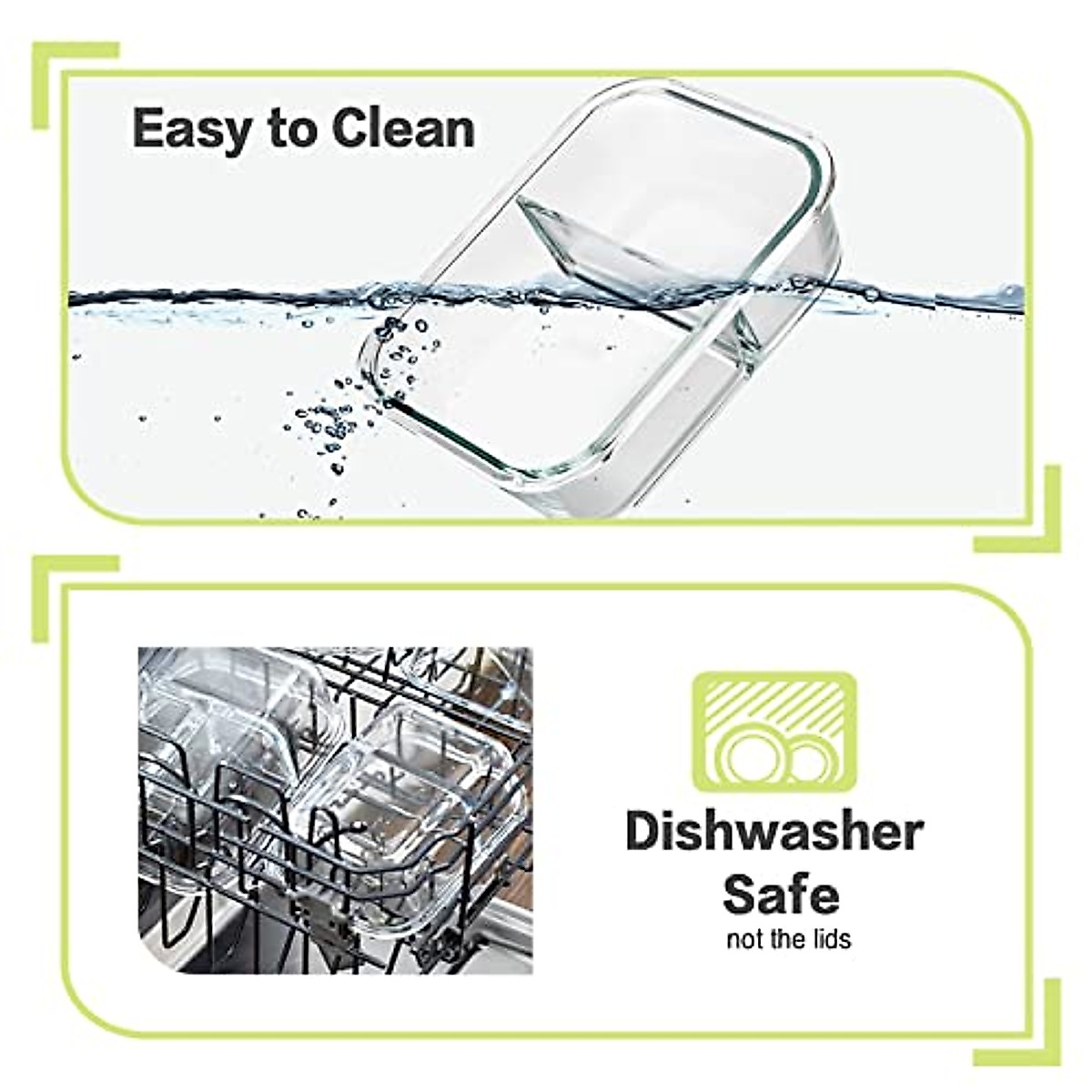 HOMBERKING 9 Pack Glass Meal Prep Containers 3 & 2 & 1 Compartment, Glass Food Storage Containers with Lids, Airtight Glass Lunch Bento Boxes, BPA-Free & Leak Proof (9 lids & 9 Containers) - White