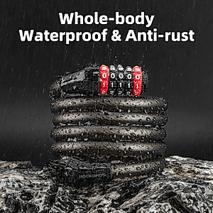 ROCKBROS Specialized Bike Lock Cable, 5 Digit Bike Lock Combination, 47 Inch Bike Wheel Lock, Master Lock Cable for Road Bike, MTB, Motorcycle, Stroller, Ladders, Gates