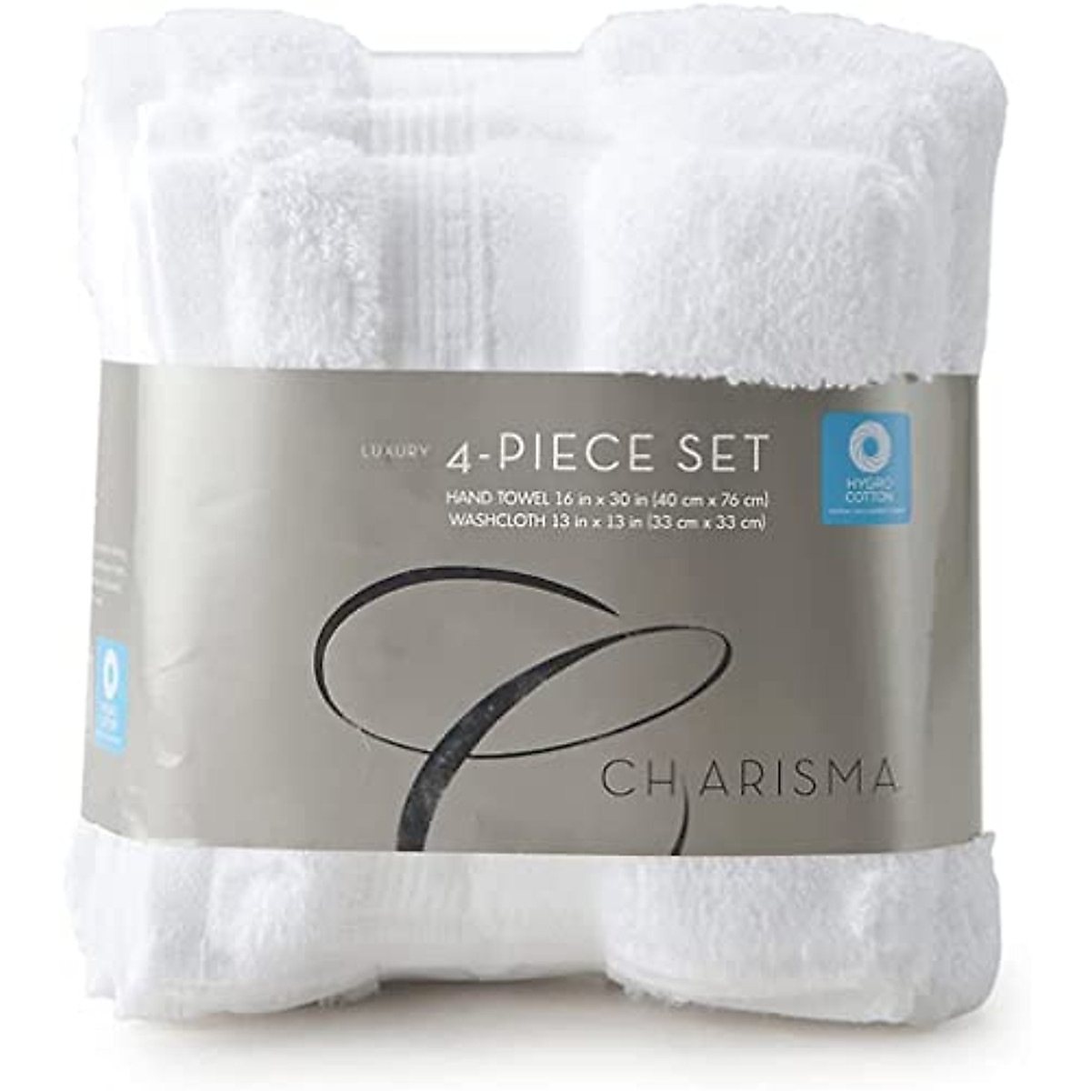 New Charisma Soft 100% Hygro Cotton 4-Piece Hand & Washcloth Towel Set (One Size White) (White)