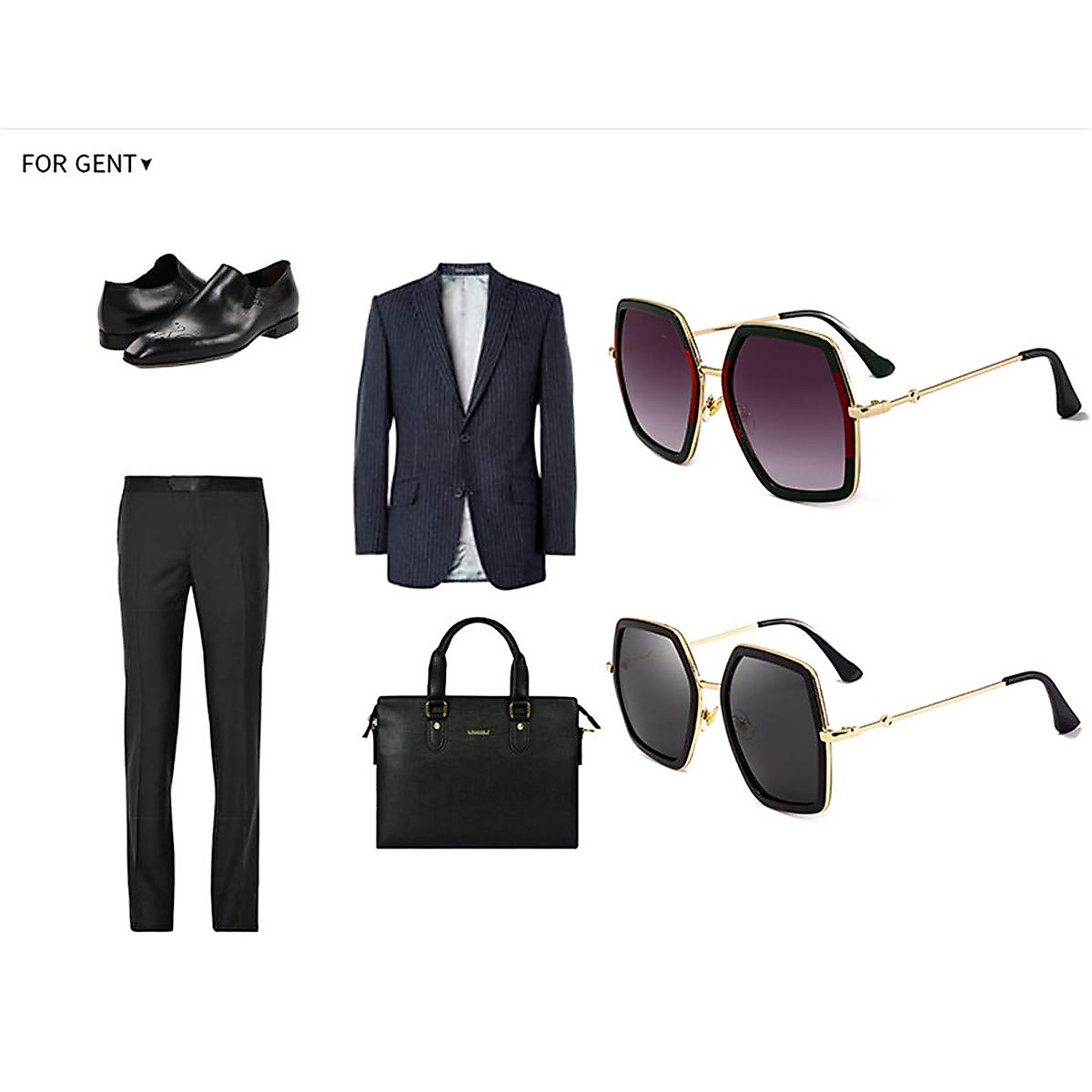 iKANOO Oversized Square Sunglasses for Women Hexagon Inspired Designer Style Shades (Red&green)