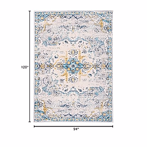 Rugshop Bohemian Distressed Design Area Rug 7'10" x 10' Blue