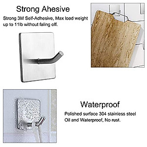 Tysun 6 Pack Self Adhesive Hooks Heavy Duty for Kitchen Bathroom Stick on Hooks for Hanging Towel Hangers Coat Hooks for Bathroom Door Adhesive